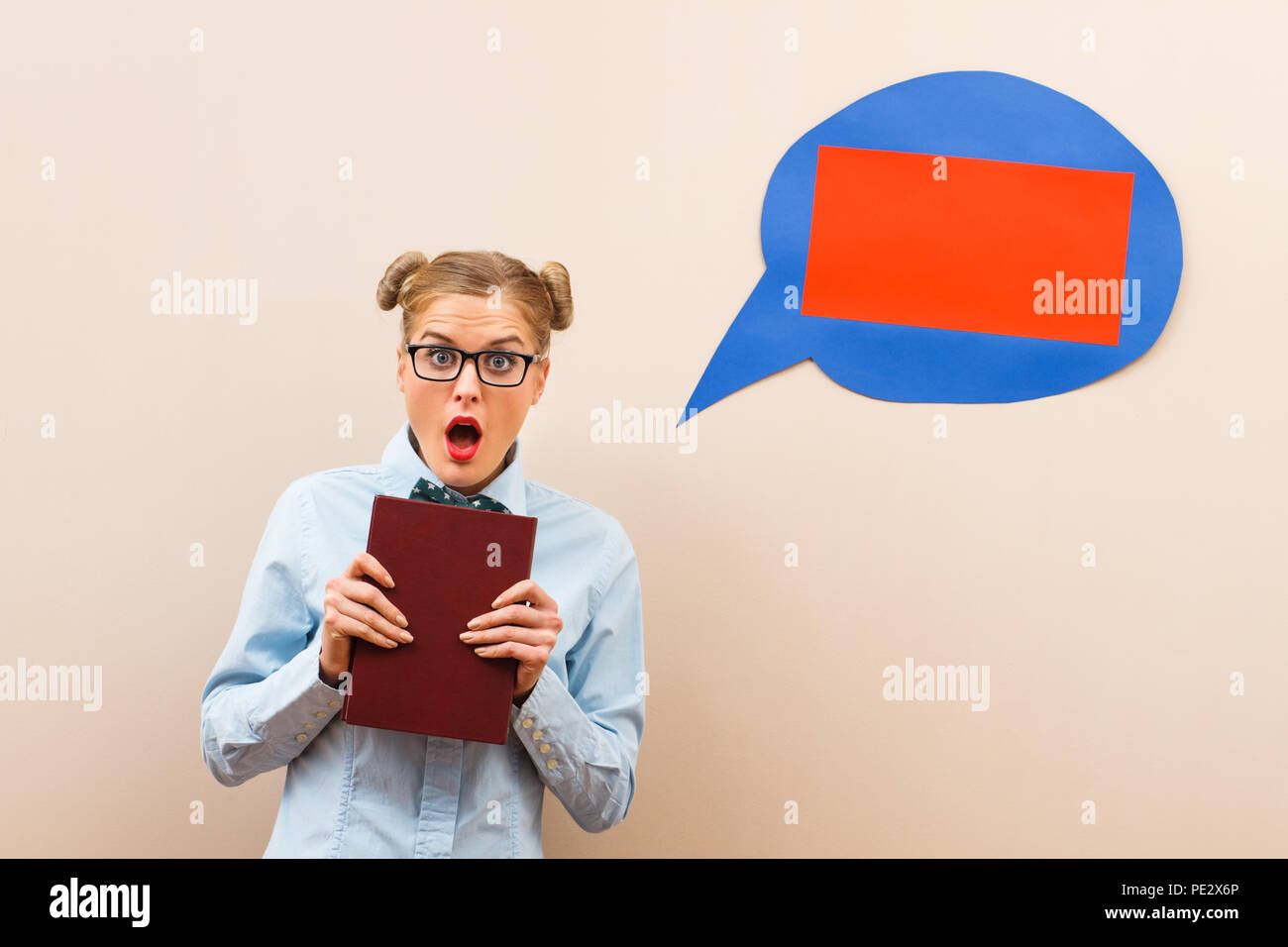 Geek girl in panic Stock Photo - Alamy