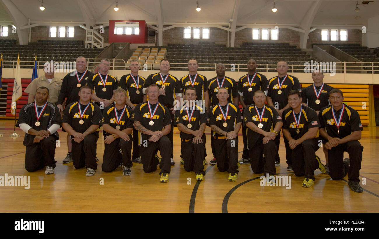 The U.S. Army Men's softball team poses for a group photo during the ...