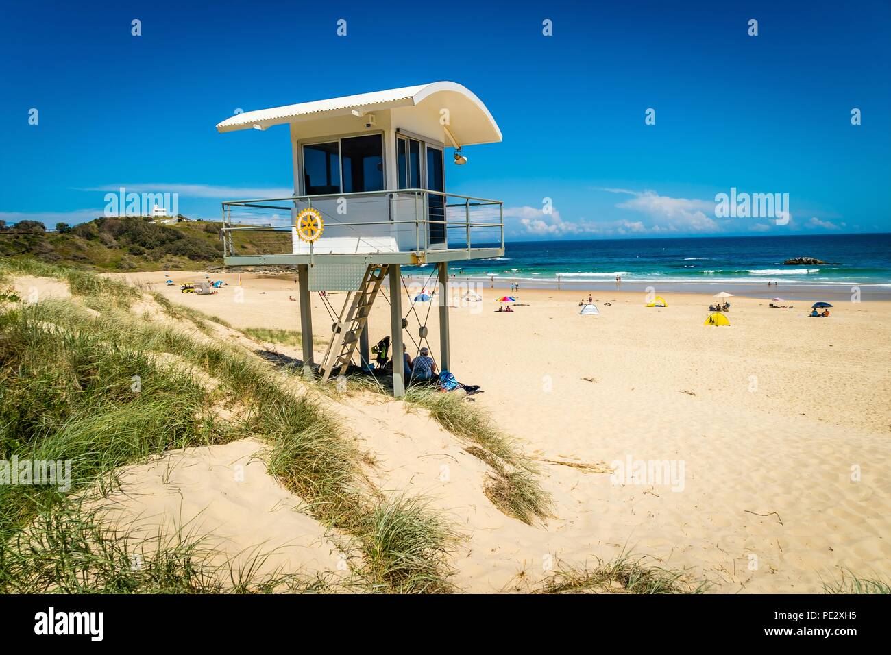 Lifeguard house on the beach in Lighthouse beach in Australia Stock ...