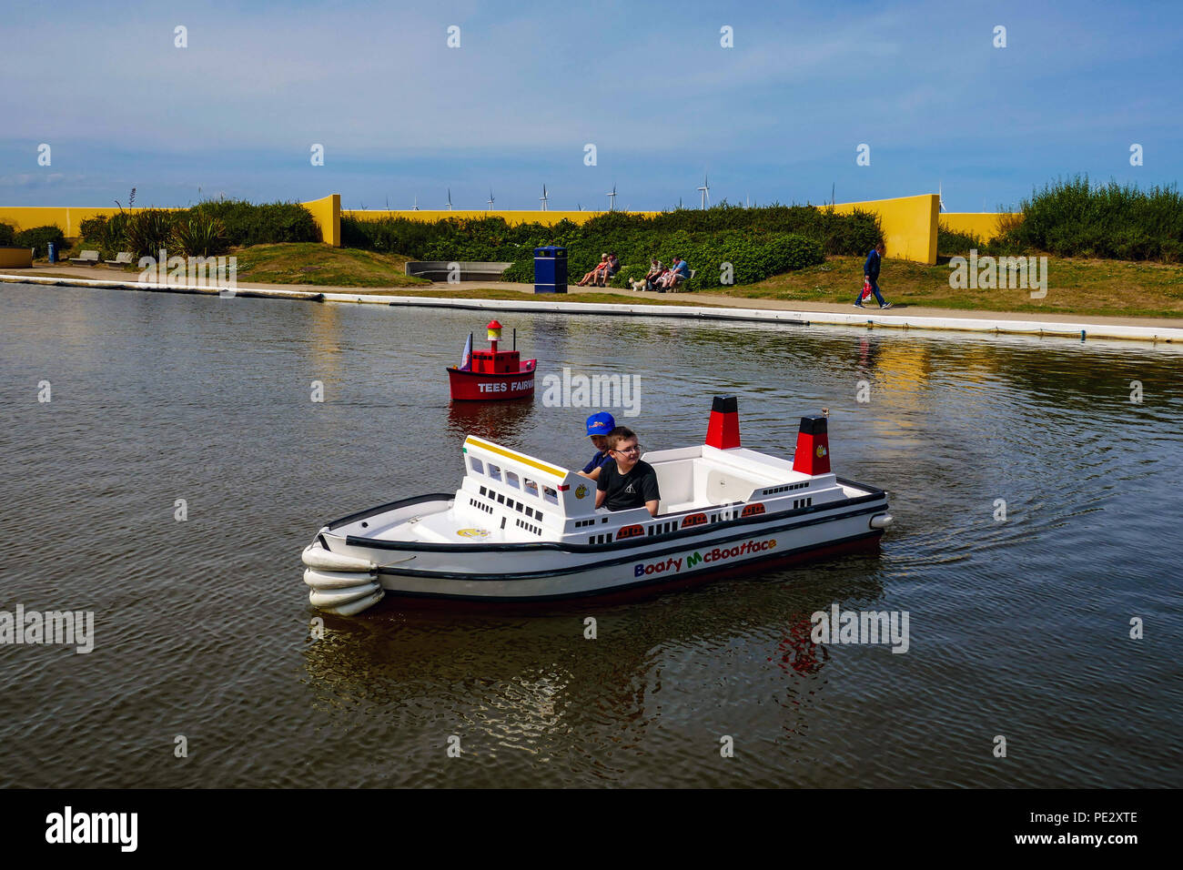 Boating lake at Redcar, North Yorkshire, England, UK, seaside, holiday ...