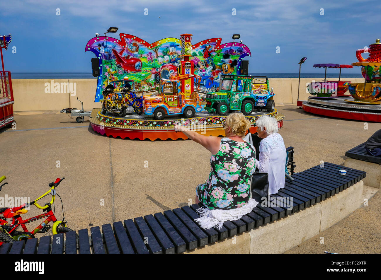 Attractions on the seafront at Redcar, North Yorkshire, England, UK ...