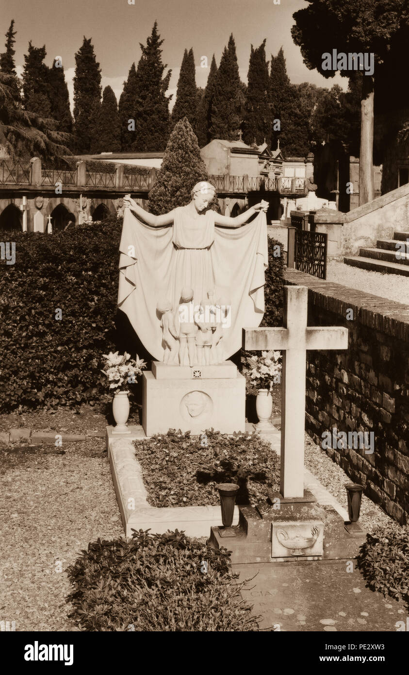 Artistic crypt sculptures in the cemetery at San Miniato al Monte ...