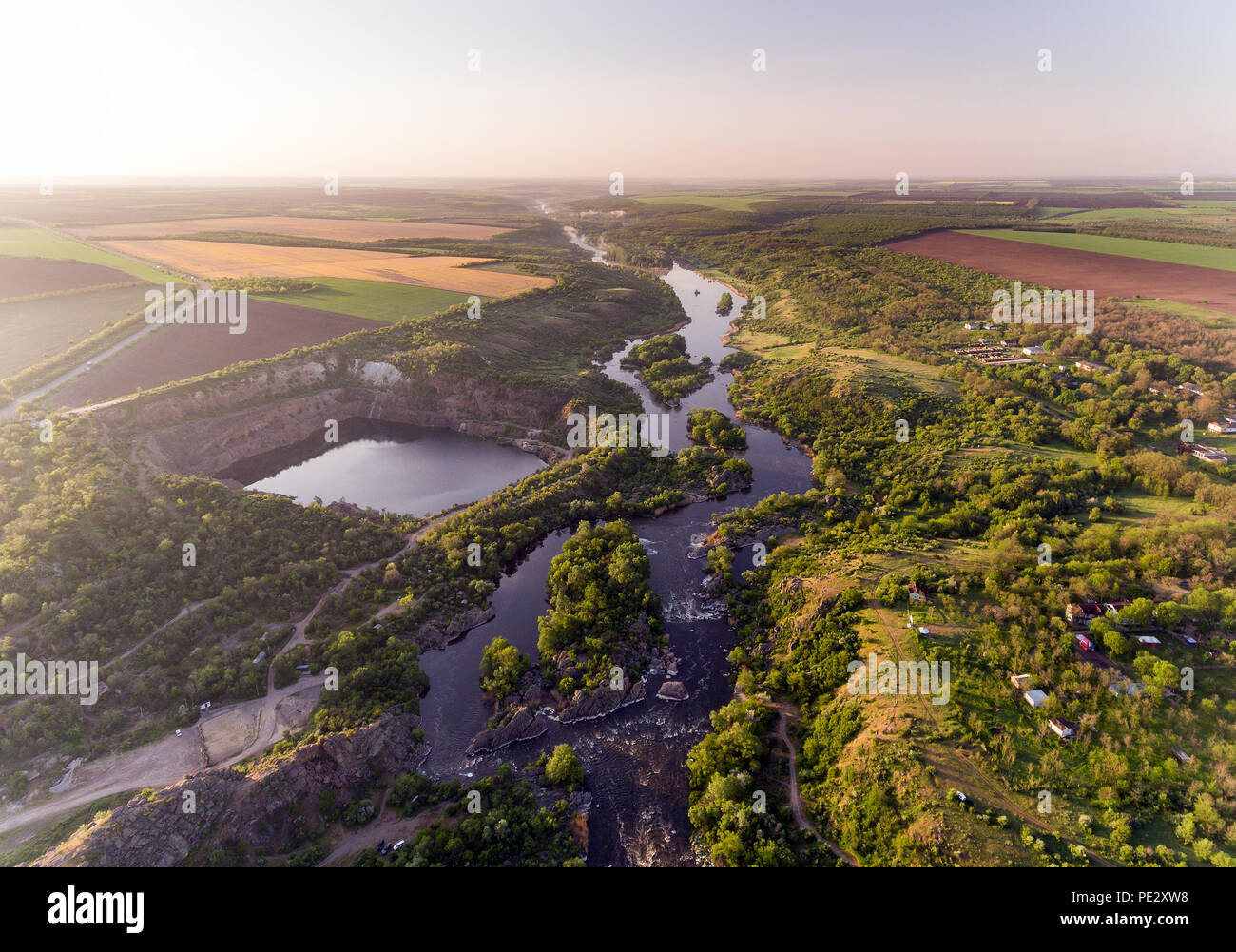 The Southern Bug River. Picturesque rocks and river rapids Stock Photo ...