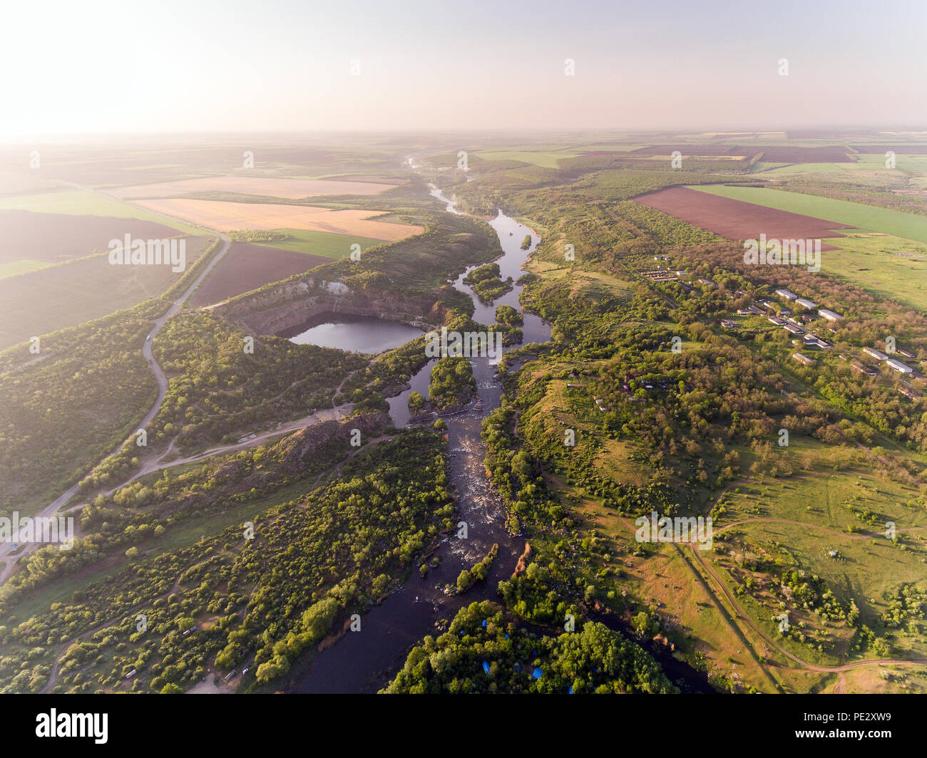 The Southern Bug River. Picturesque rocks and river rapids Stock Photo ...
