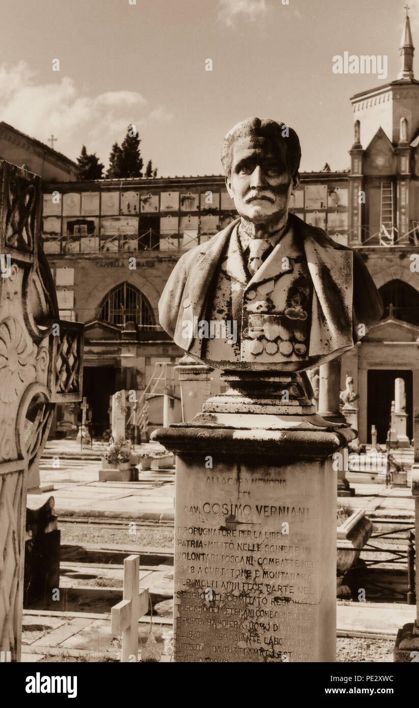 Artistic crypt sculptures in the cemetery at San Miniato al Monte ...