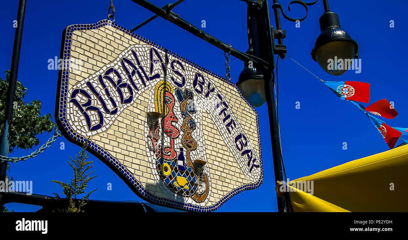 Mosaic sign for a restaurant on Commerical Street in Provincetown ...