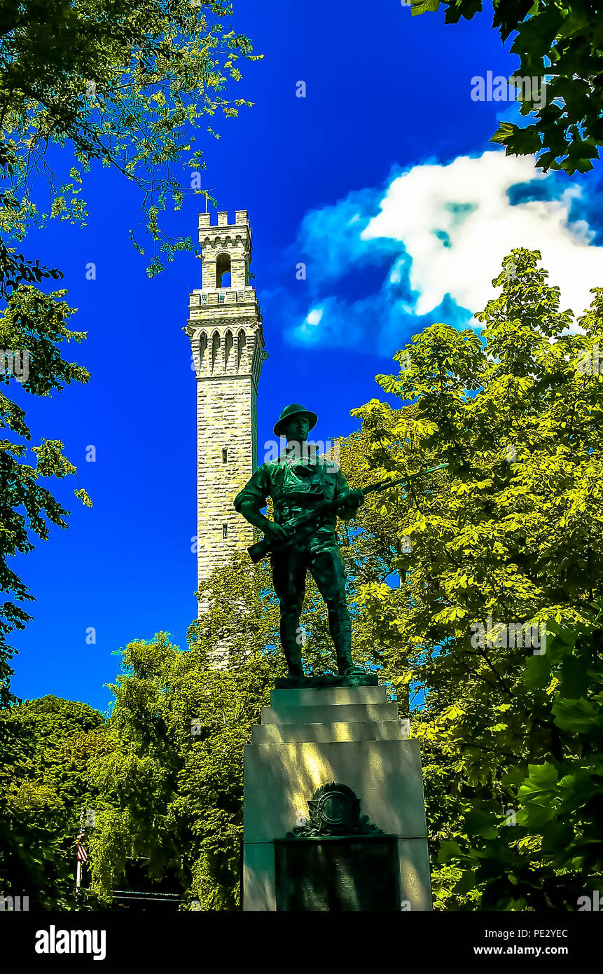 Pilgrim memorial and WW1 soldier statue, Provincetown, Cape Cod ...