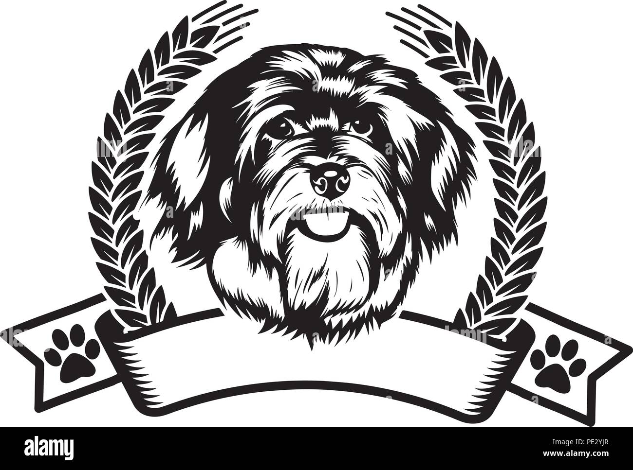 Havanese Dog Breed Pet Puppy Isolated Head Face Stock Vector Image ...