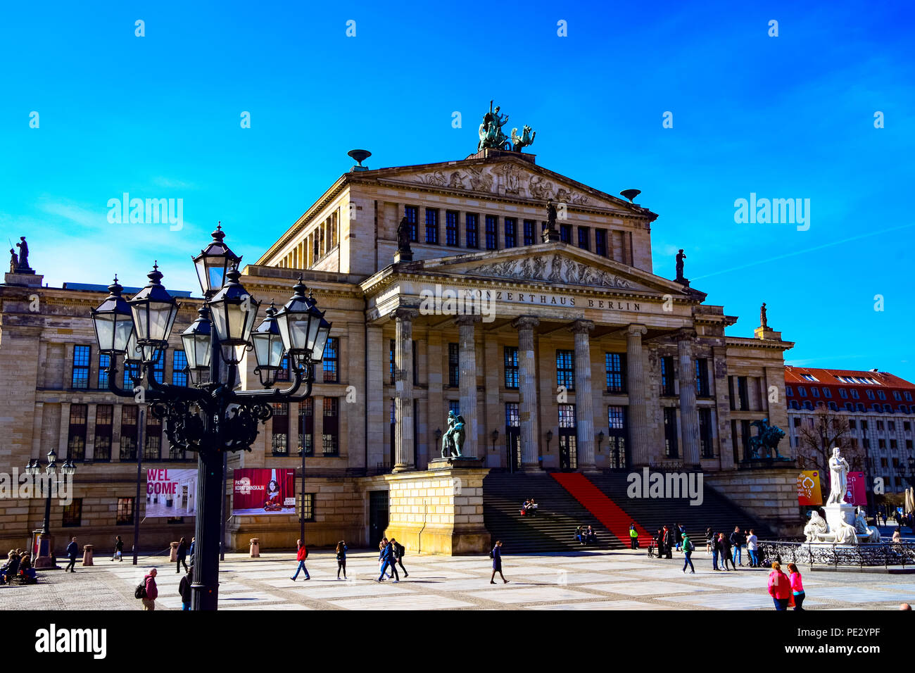 The historic Berlin Concert Hall in the Gendarmenmarkt in Berlin ...