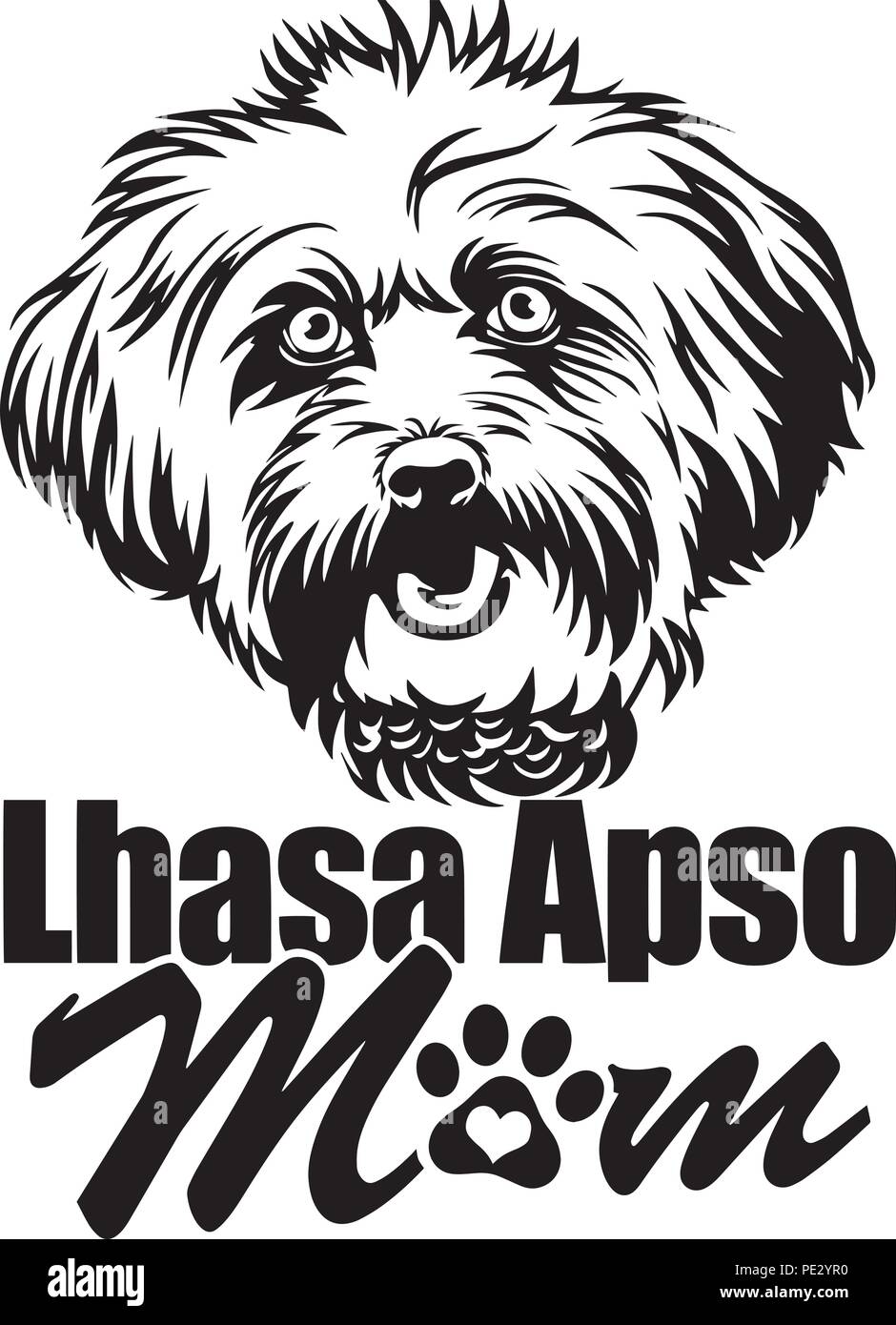 Lhasa Apso Dog Breed Pet Puppy Isolated Head Face Stock Vector Image ...