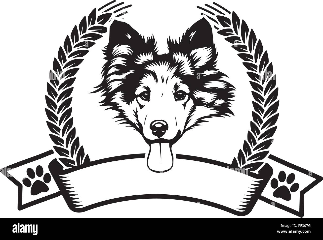 Shetland puppy portrait Stock Vector Images - Alamy