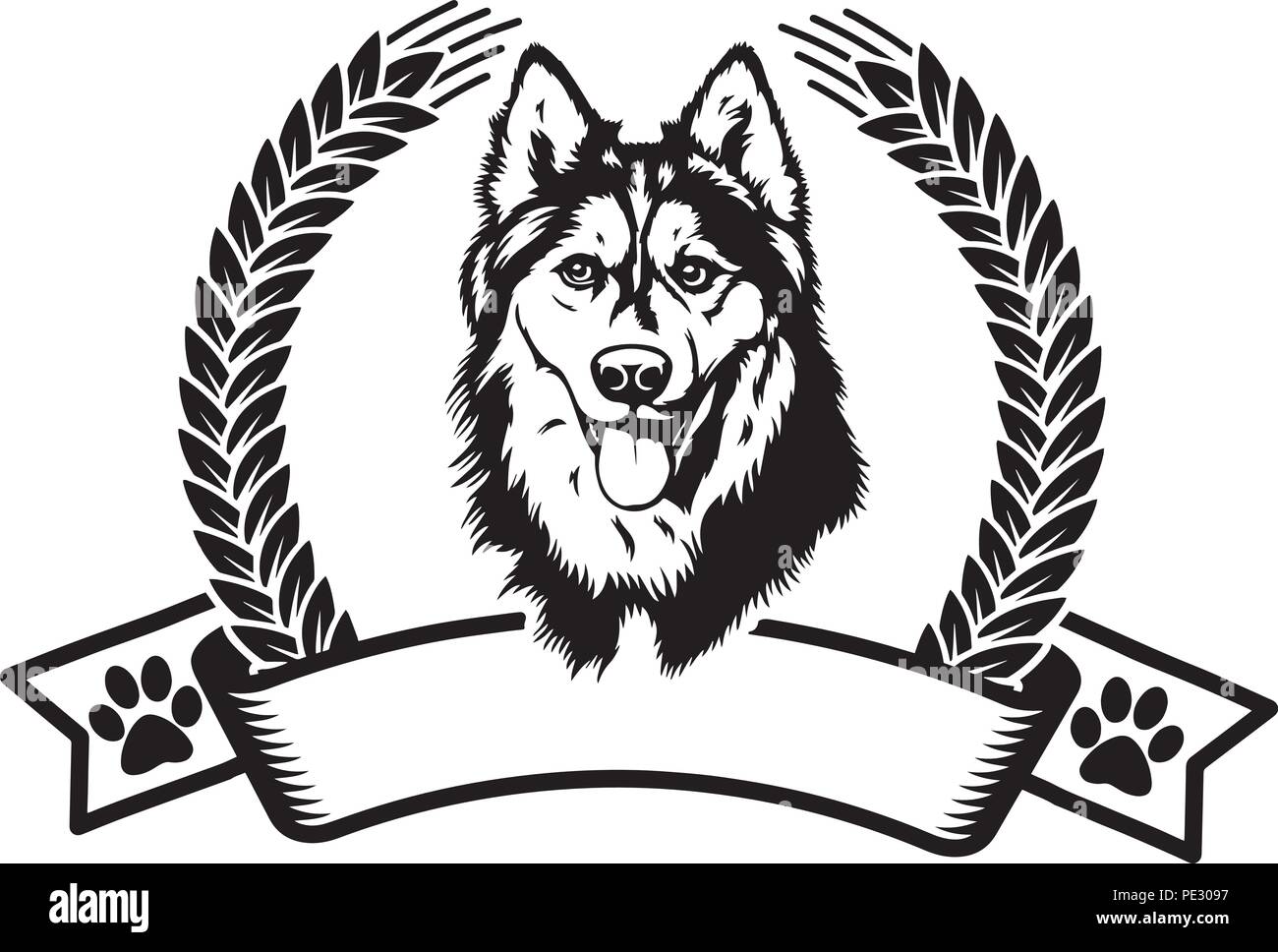 Siberian Husky Dog Breed Pet Puppy Isolated Head Face Stock Vector ...