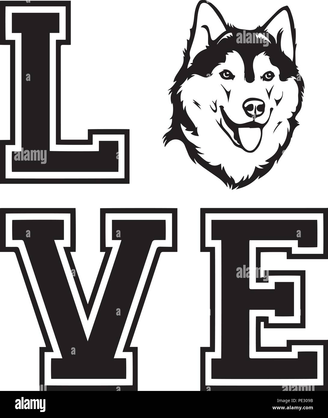 Siberian Husky Dog Breed Pet Puppy Isolated Head Face Stock Vector ...