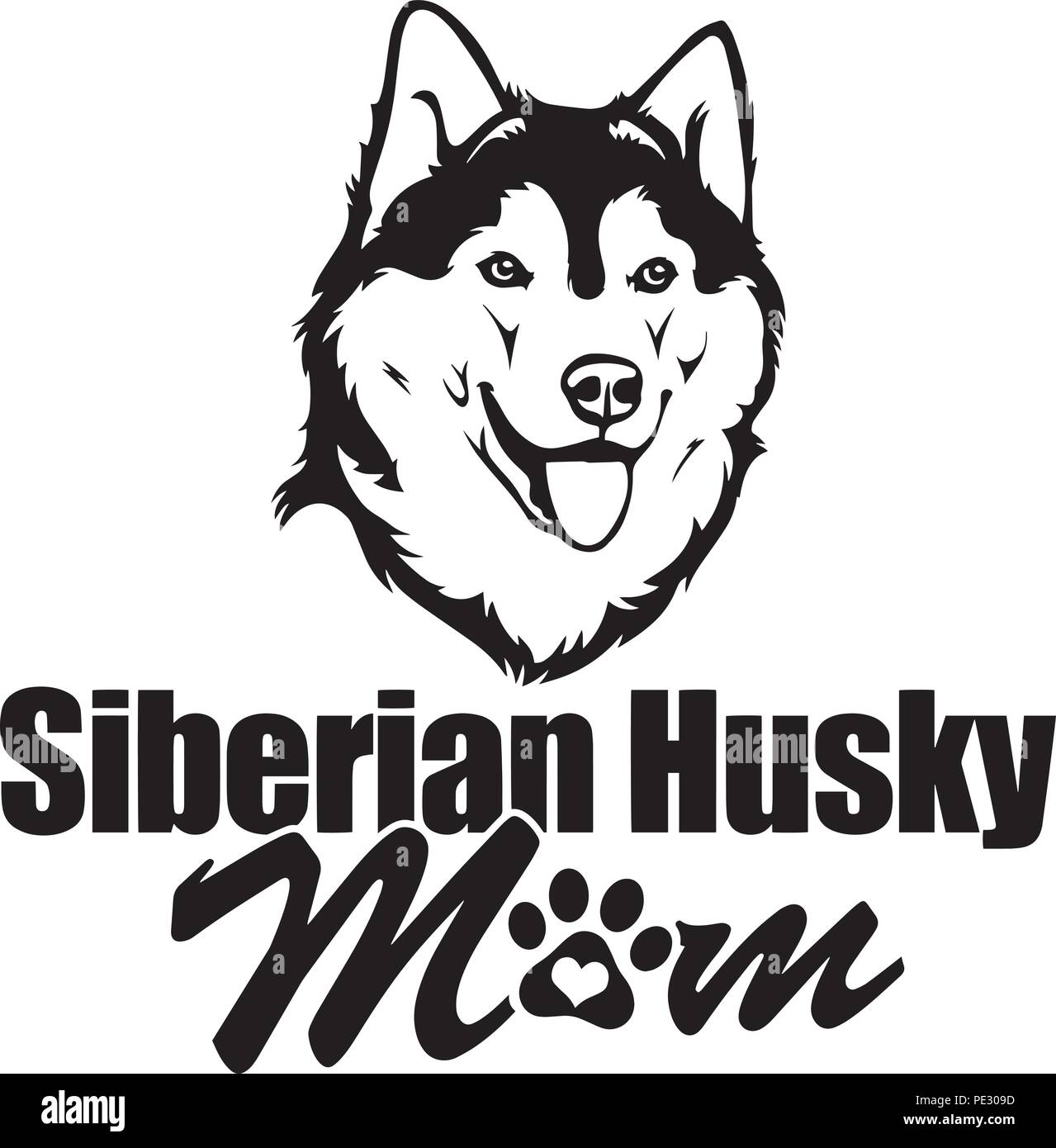 Siberian Husky Dog Breed Pet Puppy Isolated Head Face Stock Vector ...