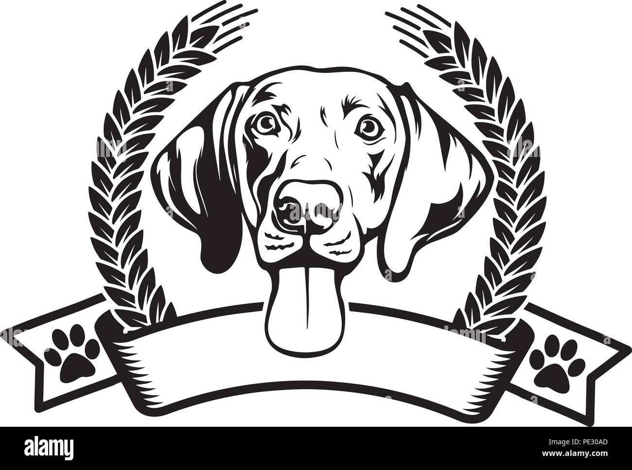 Weimaraner Dog Breed Pet Puppy Isolated Head Face Stock Vector Image ...