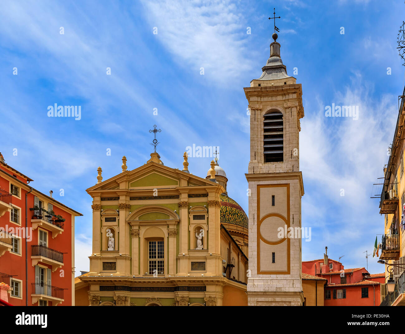 View onto Sainte Reparate Cathedral Basilique on famous Place Rossetti ...