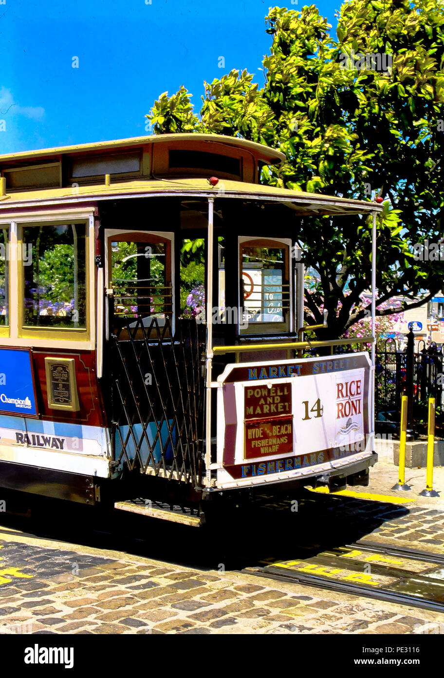 Cable car at the end of the line in San Francisco, California Stock ...