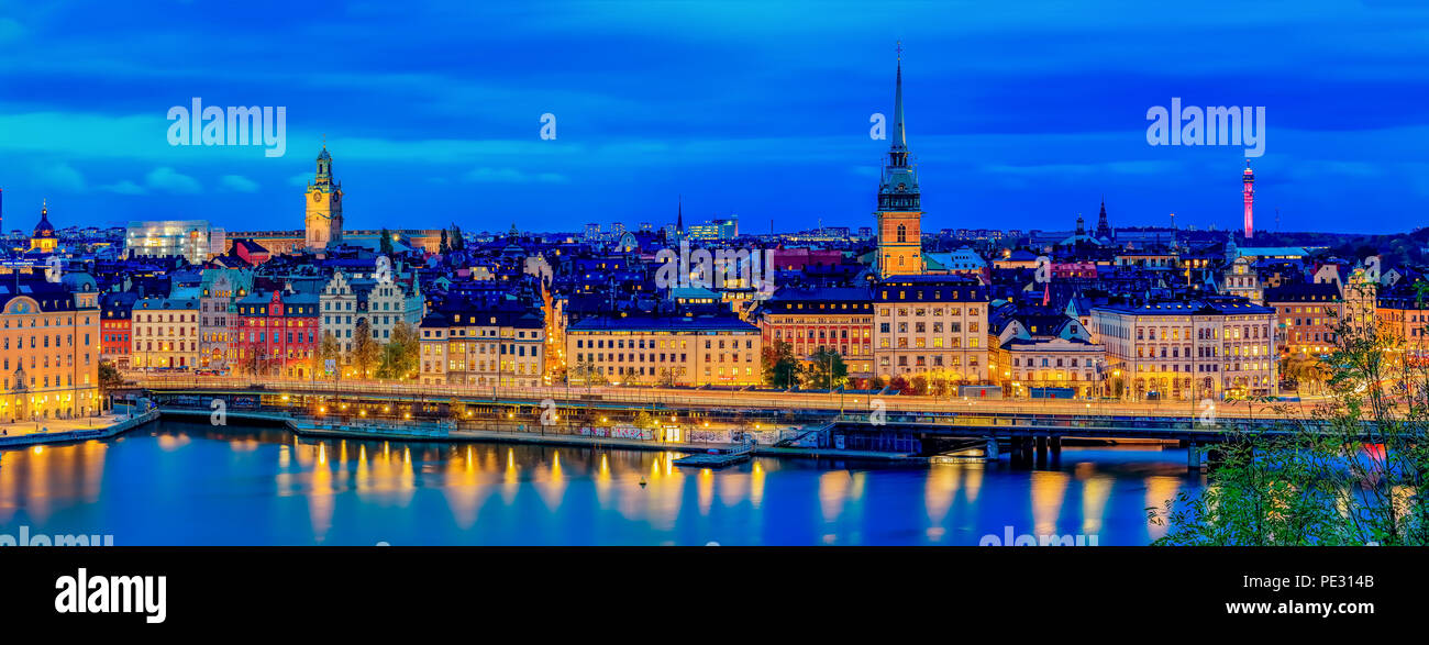 Stockholm, Sweden - October 24, 2017: Panoramic view across Lake ...