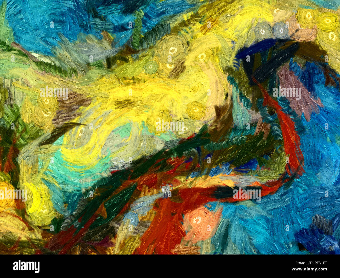 Abstract texture background. Digital painting in Vincent Van Gogh style ...