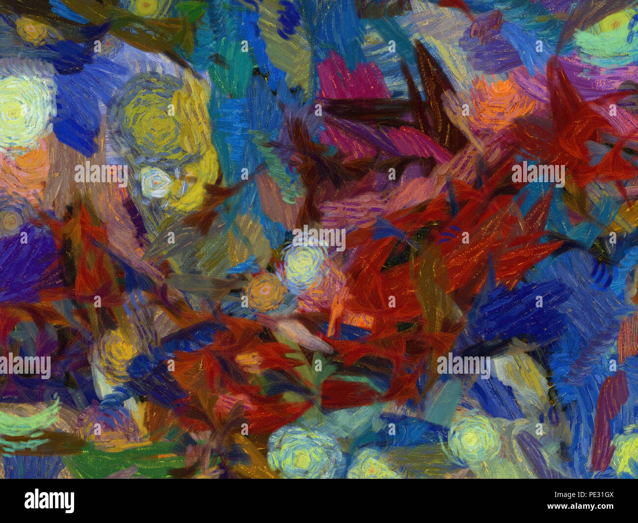 Abstract texture background. Digital painting in Vincent Van Gogh style ...