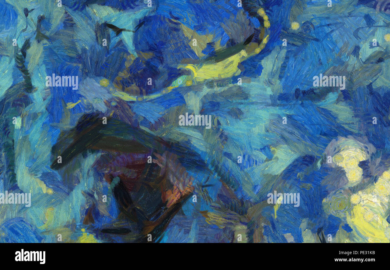 Abstract texture background. Digital painting in Vincent Van Gogh style ...