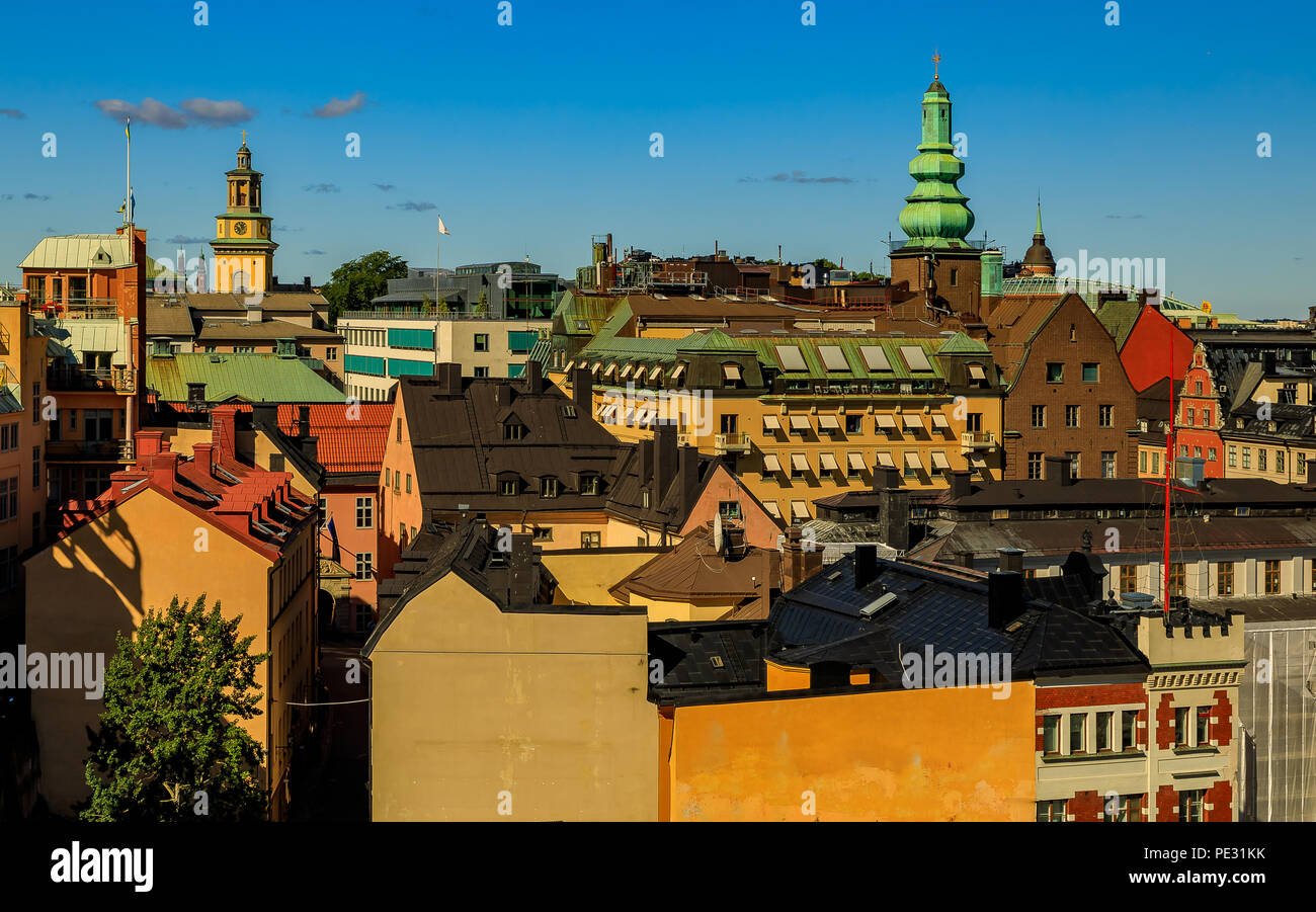 Rooftops of traditional gothic buildings in the old town part of ...