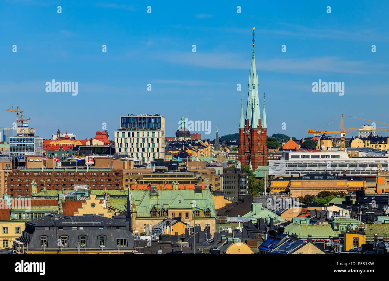 Stockholm, Sweden - August 11, 2017: Rooftops of traditional gothic ...
