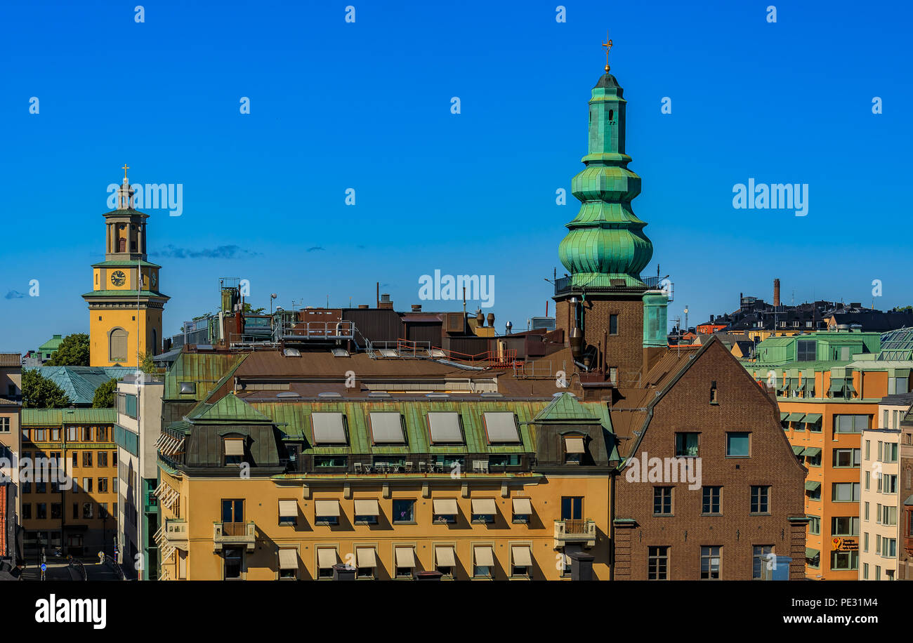 Rooftops of traditional gothic buildings in the old town part of ...