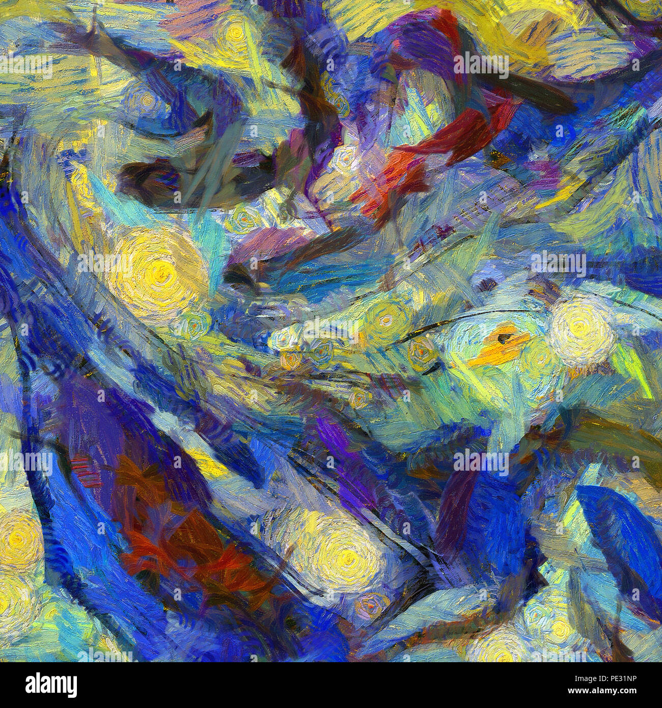 Abstract texture background. Digital painting in Vincent Van Gogh style ...