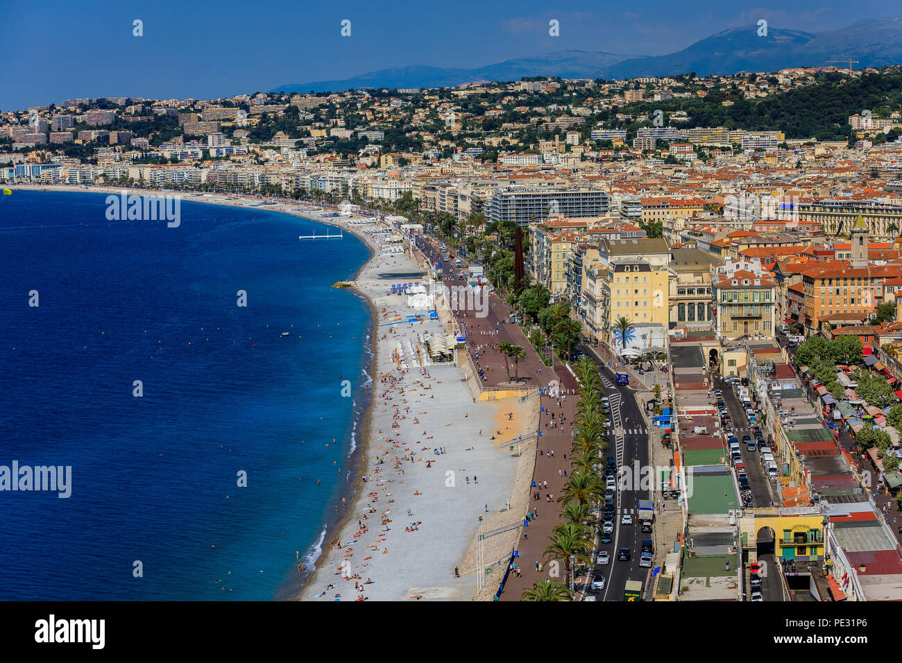 View of Nice cityscape onto the Old Town, Vieille Ville in Nice, French ...