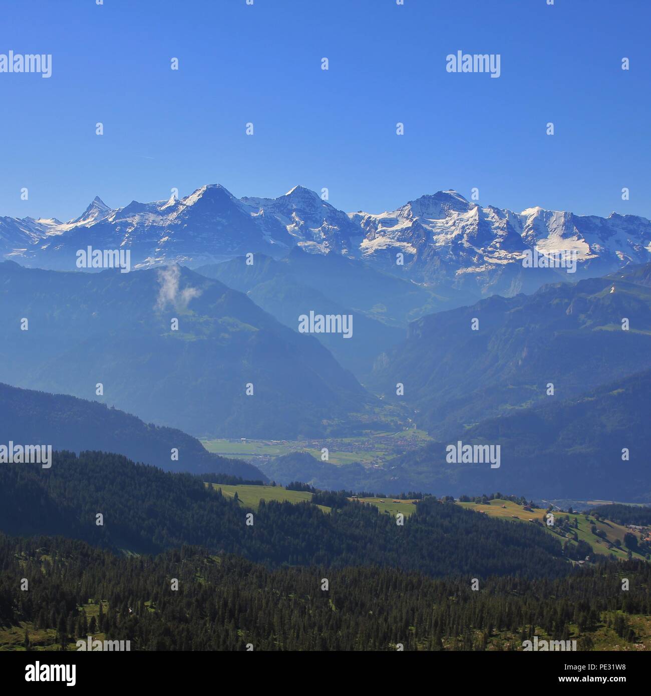 Mountains Eiger, Monch and Jungfrau View from Mount Niederhorn ...