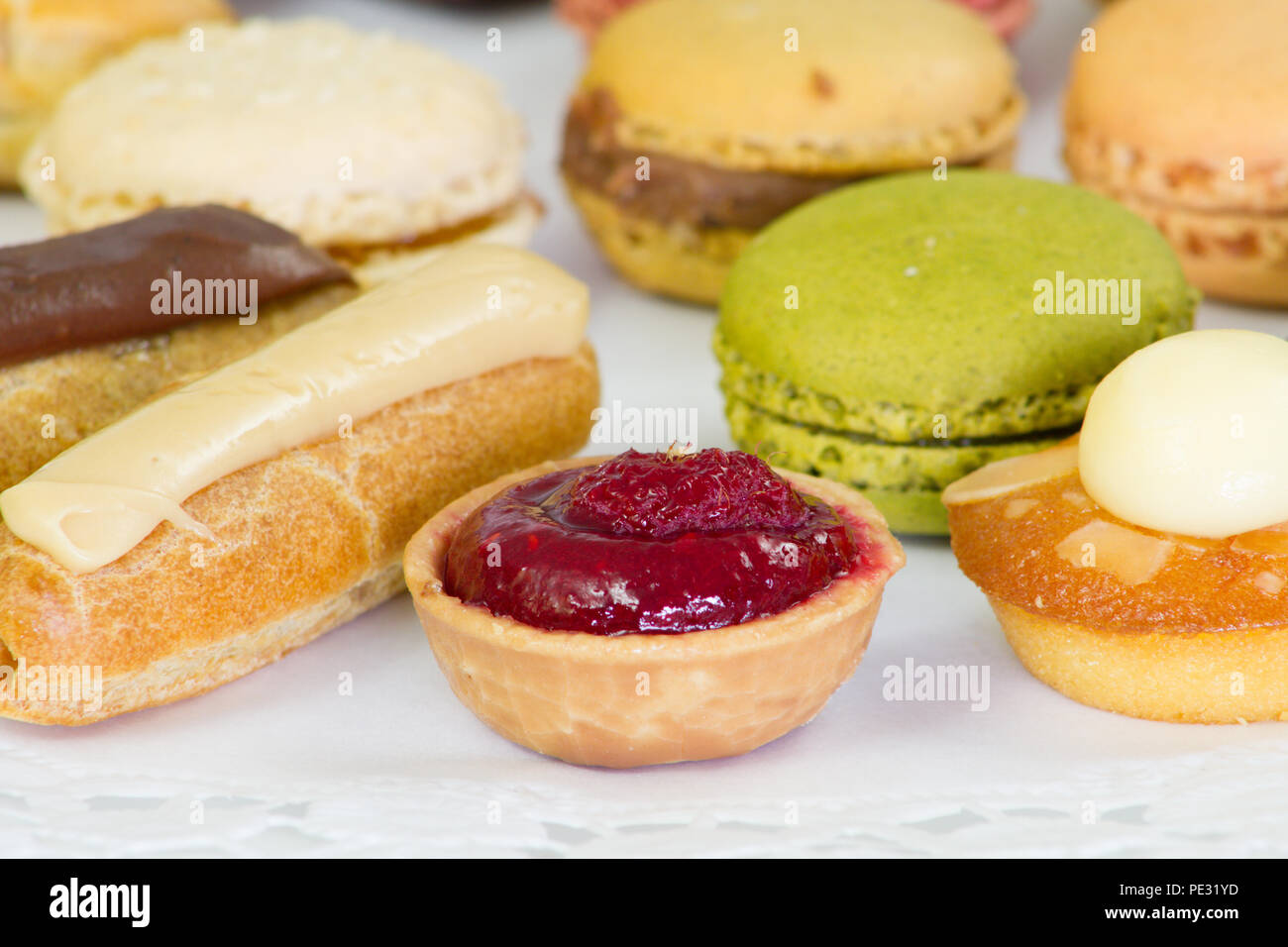petits fours and macaroon of different flavors, French pastry Stock ...