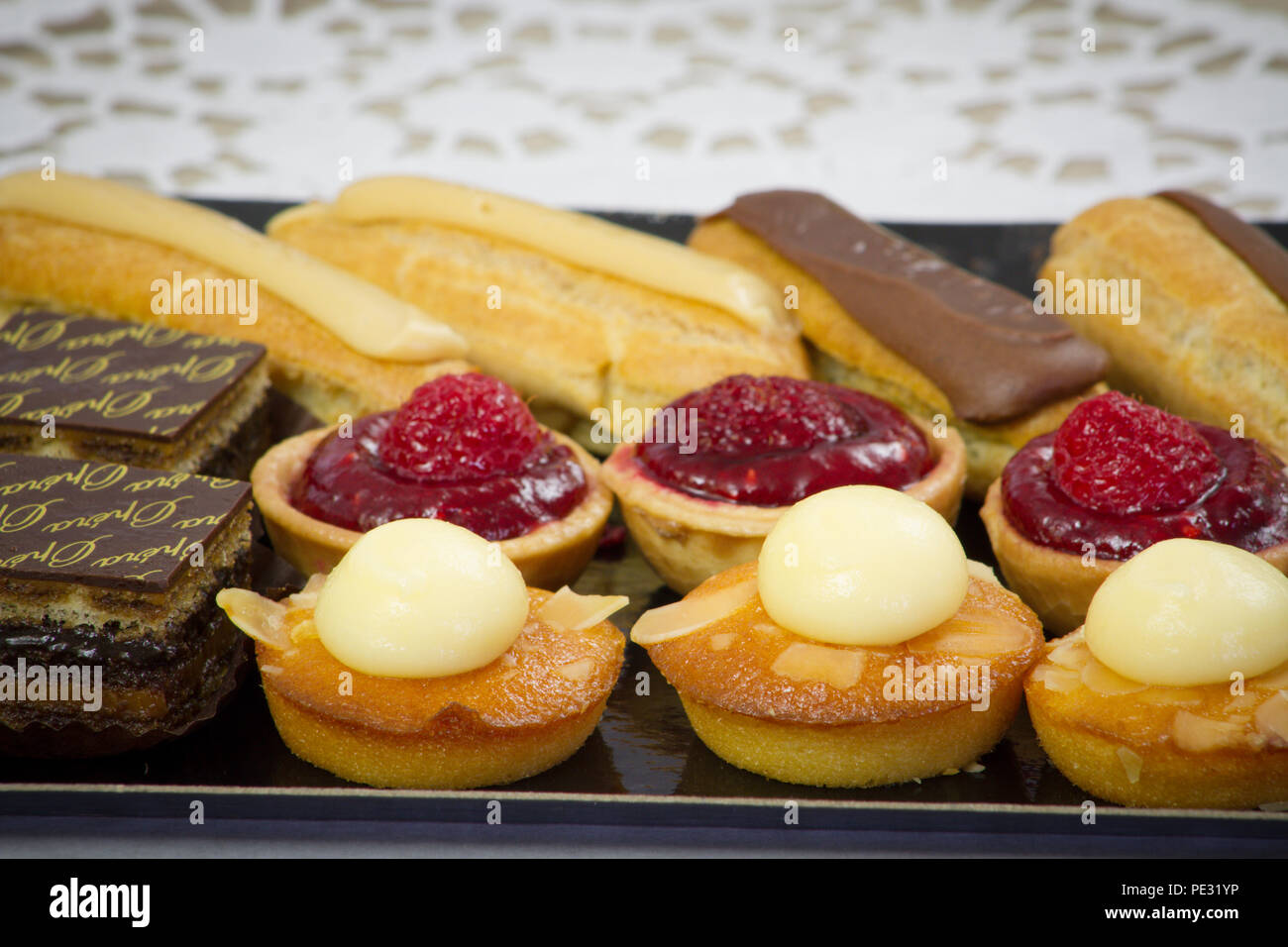 petits fours and macaroon of different flavors, French pastry Stock ...