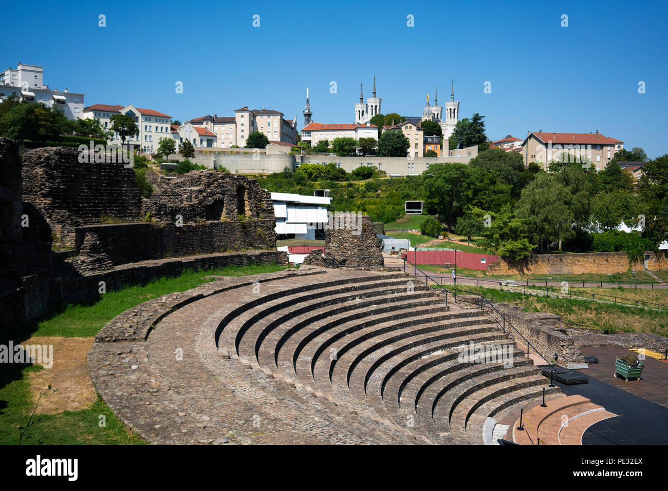 The Ancient roman theatre of Fourviere and the Basilica of Notre-Dame ...