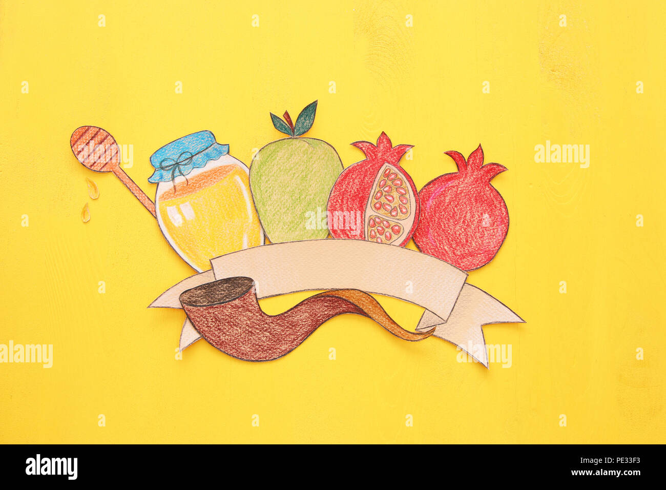 Rosh hashanah (jewish New Year holiday) concept. Traditional symbols ...