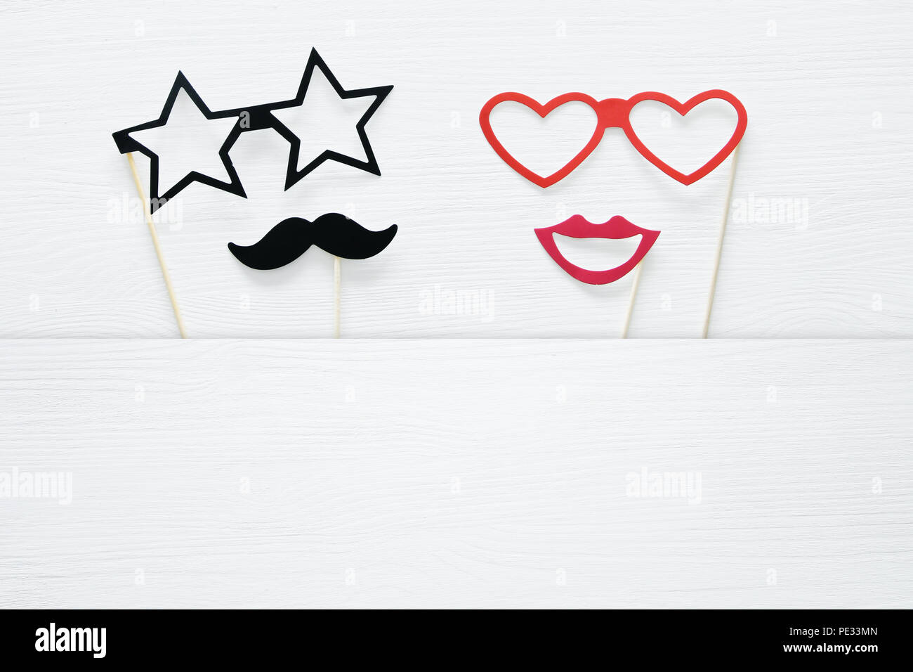 Top view image of funny and colorful photo booth props for party over ...