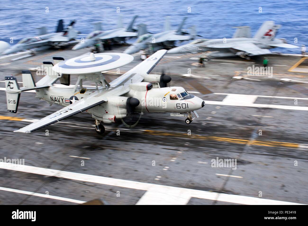 150907-N-CZ759-241 ATLANTIC OCEAN (Sept. 7, 2015) An E-2C Hawkeye ...