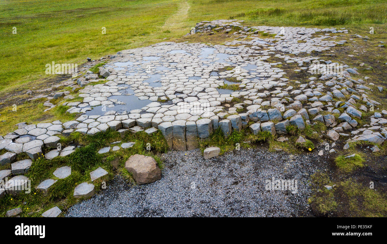 Kirkjugólf, or the church floor, columnar basalt stone slab, Geirland ...