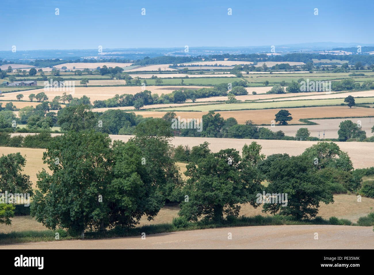 Cotswolds farmland near Lower Brailes in the dry summer of 2018 ...