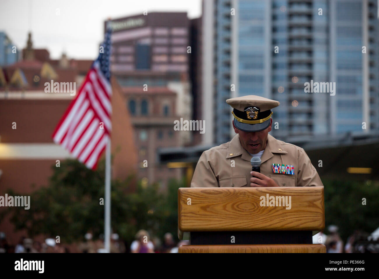 U.S. Navy Lt. Cmdr. Shawn Bootsma, chaplain, gives the benediction ...
