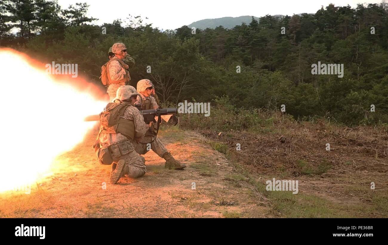 Cpl. Brandon Crain yells fire to Lance Cpl. Clayton Baker while ...