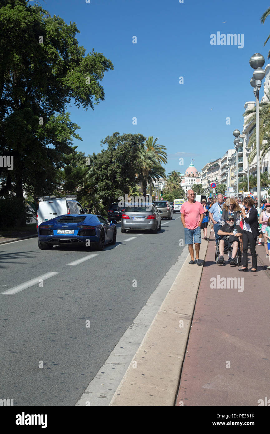 Nice,, France, June 2018, Tourists explore the streets of the town ...