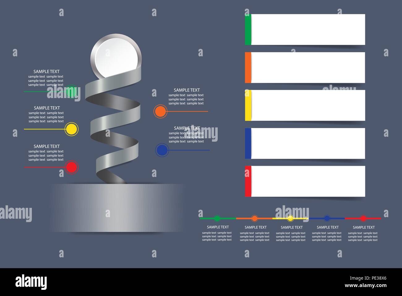 Infographic vector as a metal spiral showing the steps of the process ...