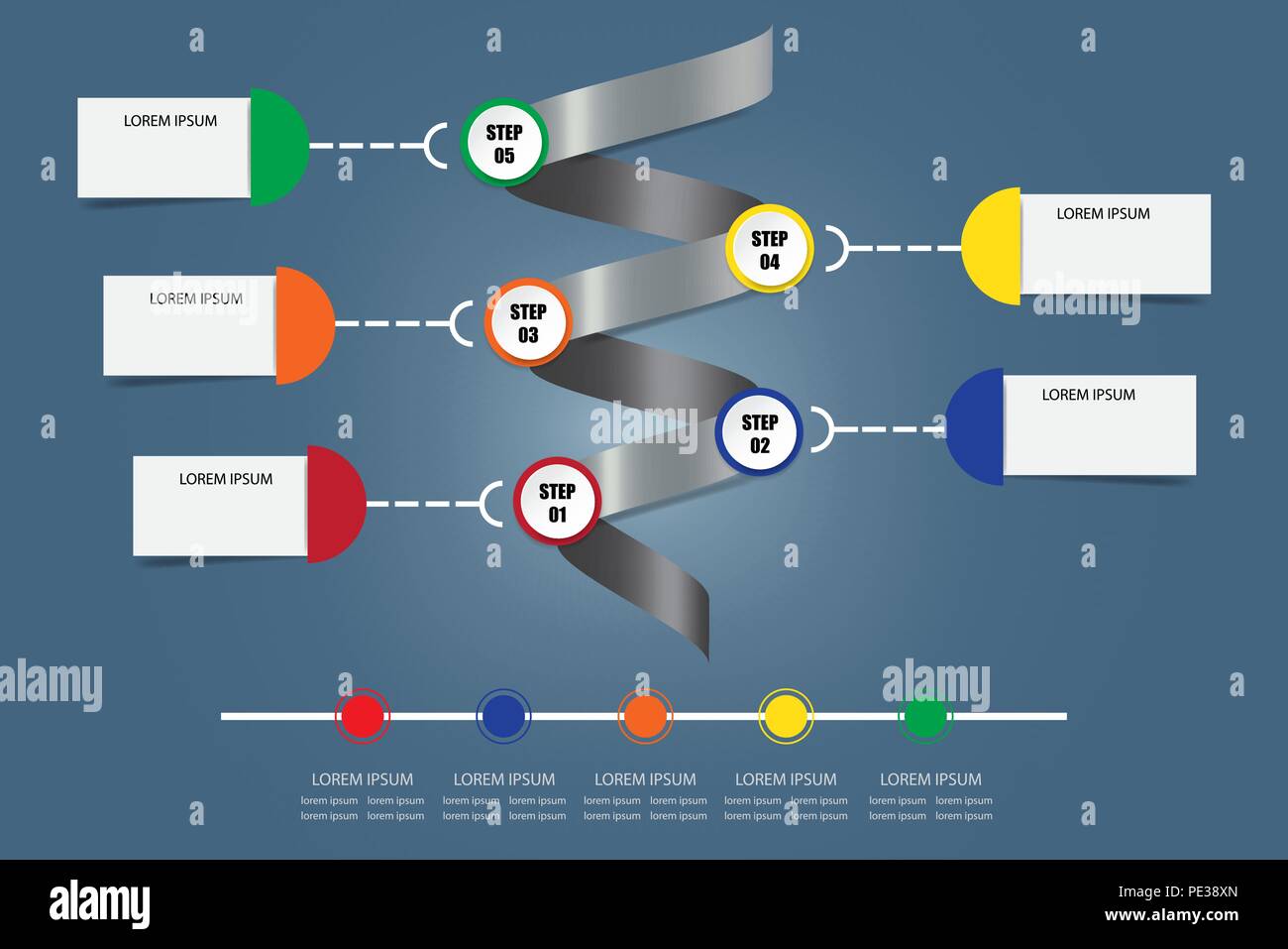 Infographic vector as a metal spiral showing the steps of the process ...