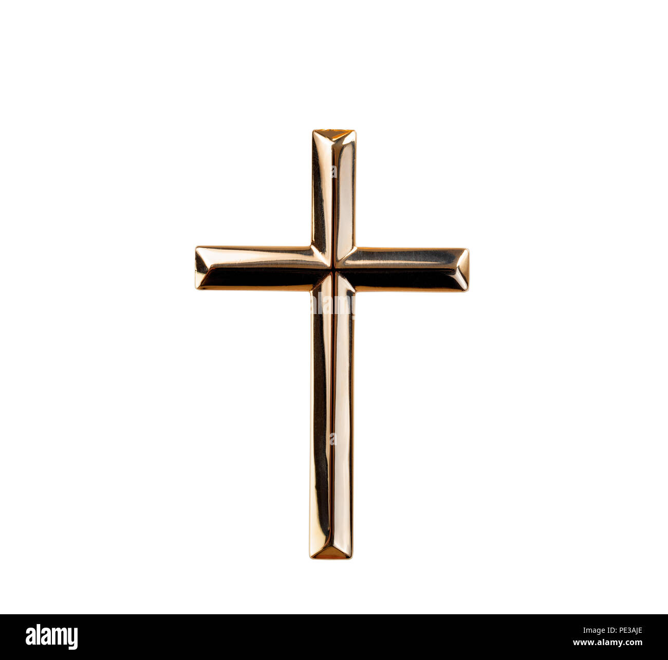 Golden cross isolated on white background Stock Photo - Alamy