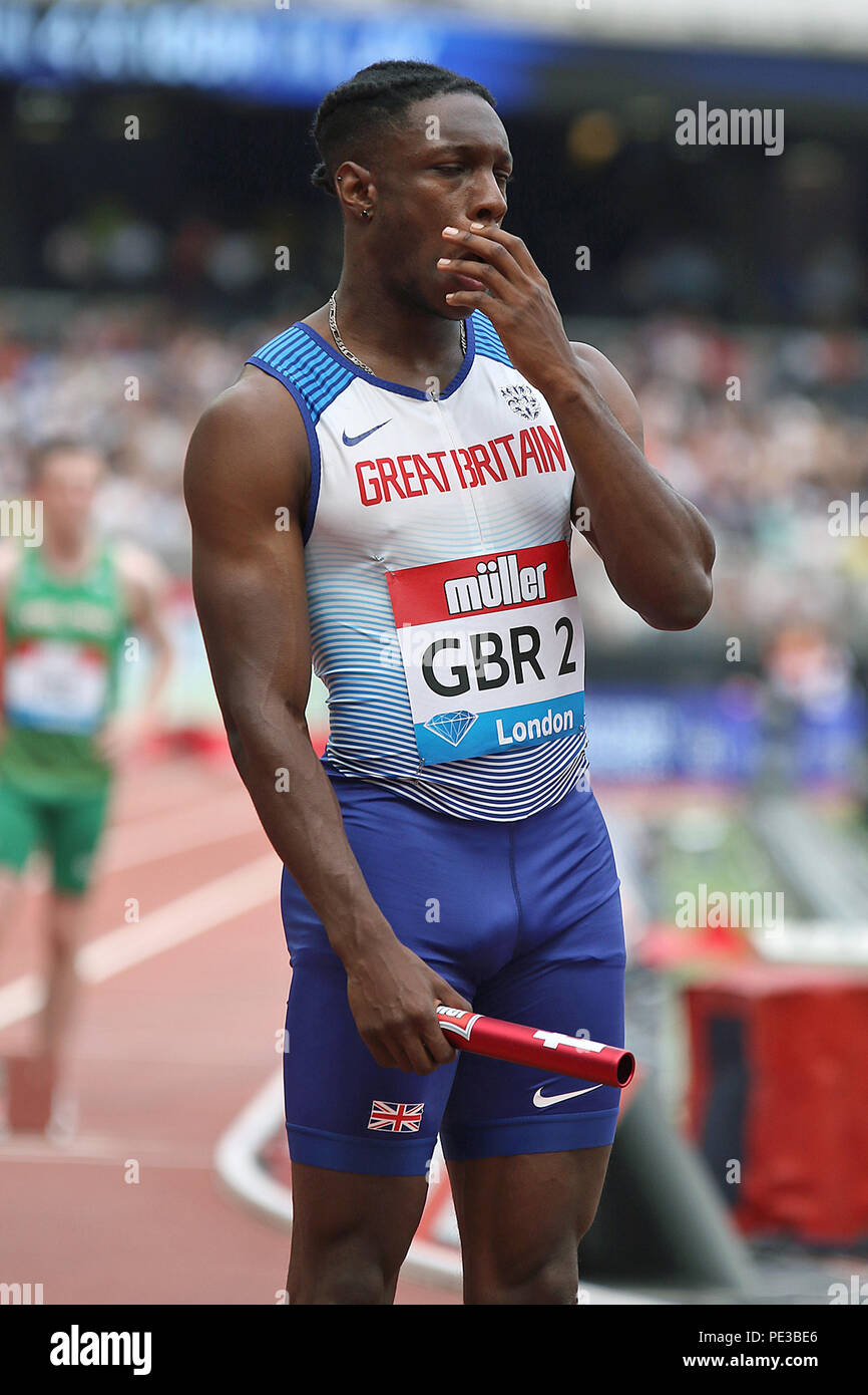 Samuel GORDON in the mens 100 metres relay at the 2018 Muller ...