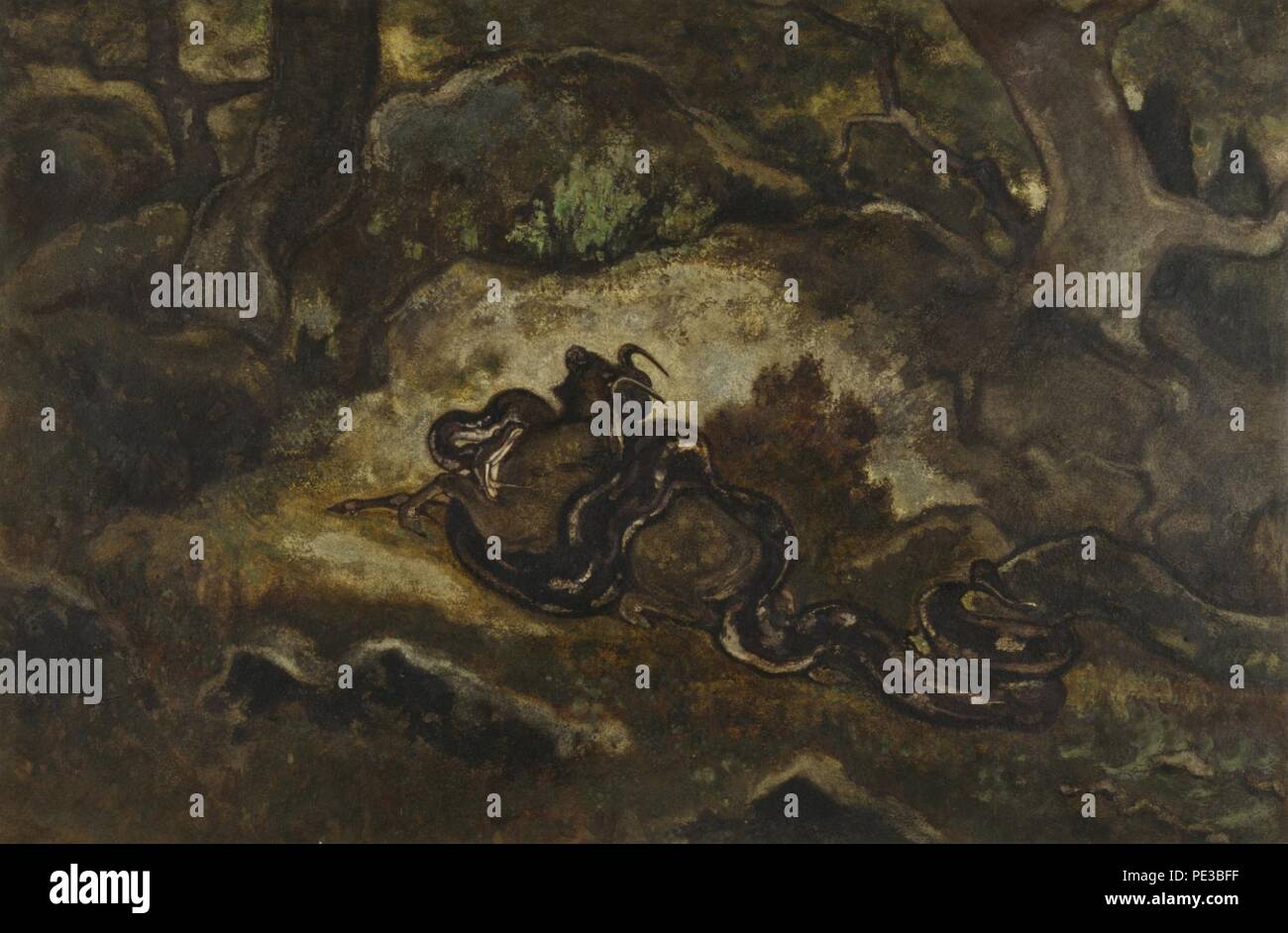 Antoine-Louis Barye - Python Crushing a Gnu Stock Photo - Alamy