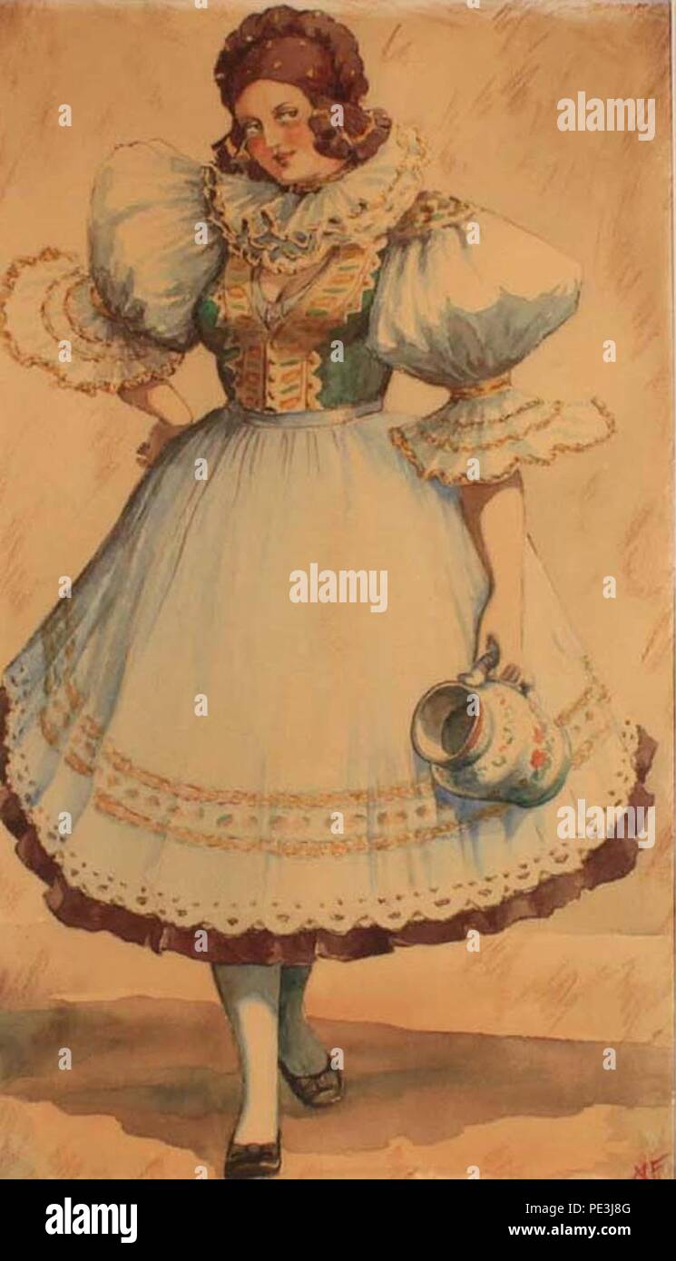 Antoš Frolka (1877 - 1935) - Dívka v kroji se džbánem Stock Photo - Alamy