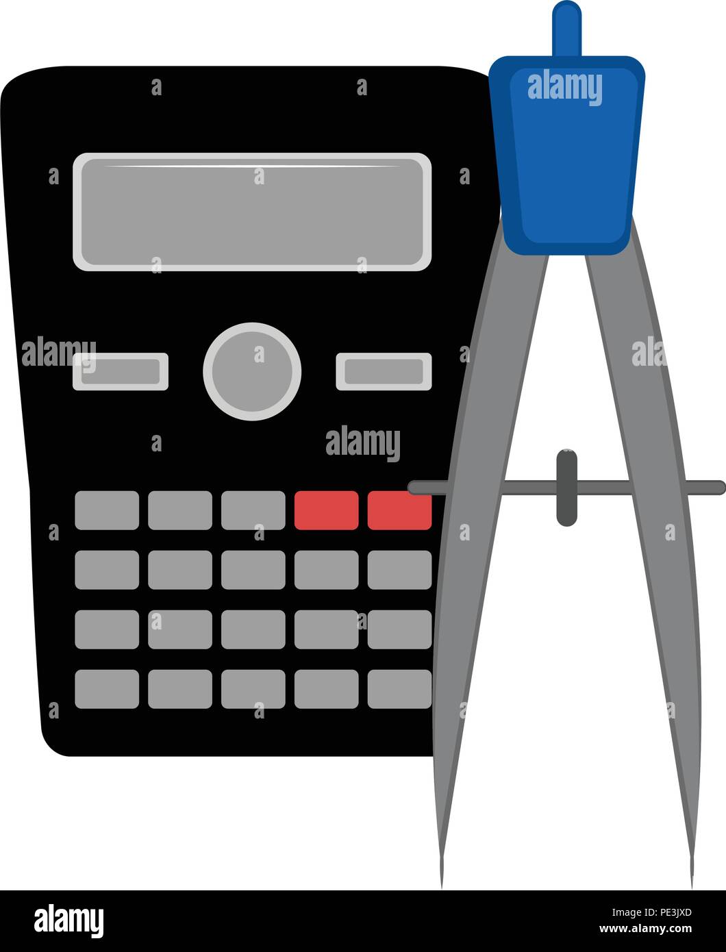 Calculator and a compass icon. Vector illustration design Stock Vector ...