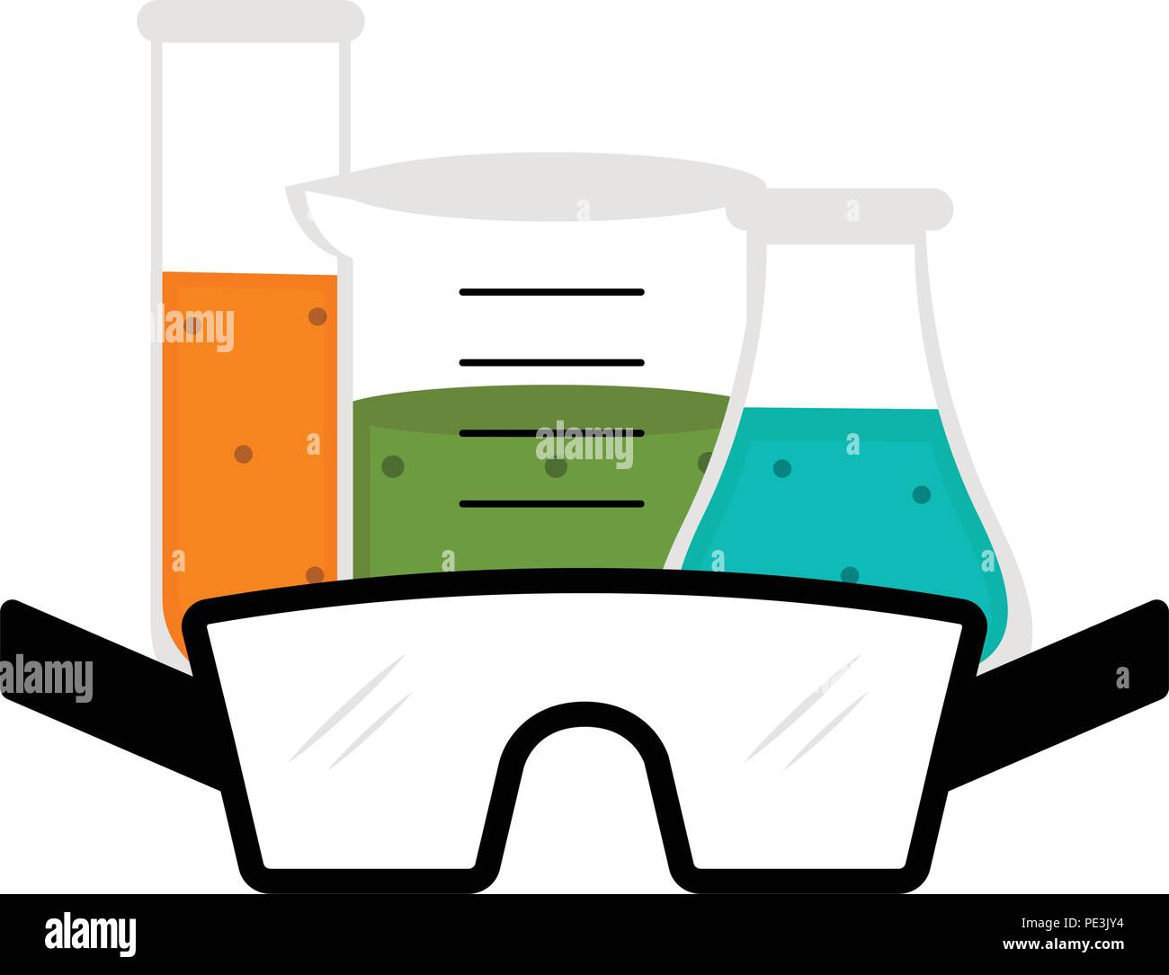 Alchemy potions with a lab glasses icon. Vector illustration design ...